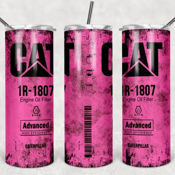 Dining | Cat Grunge Pink Oil Filter 2oz Skinny Tumbler Double Insulated ...